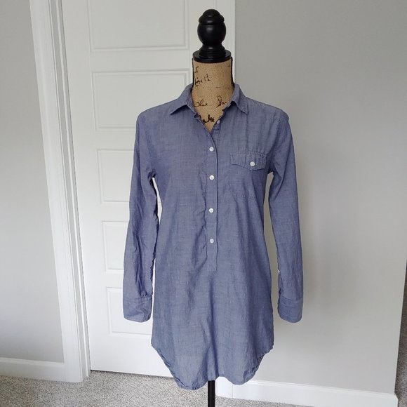 J. Crew Factory | Tops | J Crew Factory Blue Chambray Popover Small ...